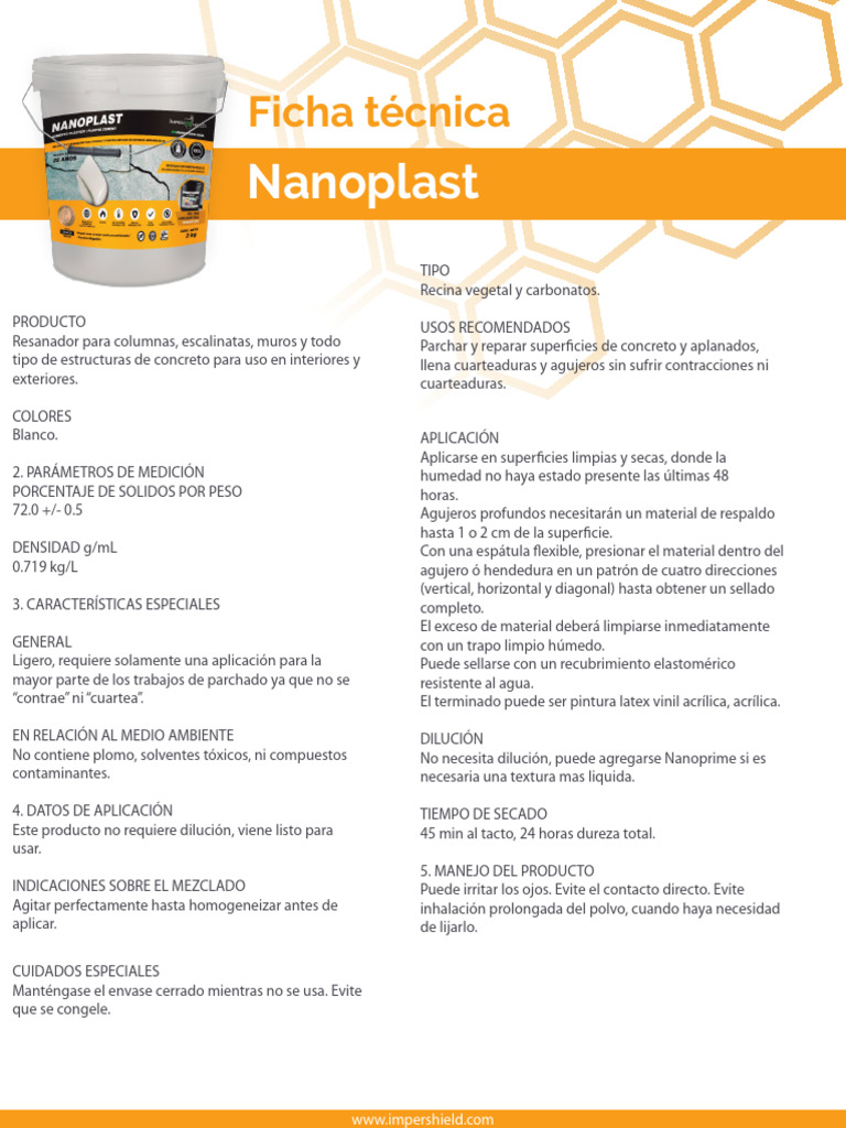 Nanoplast Ficha Techica | PDF | Hormigón | Pintar