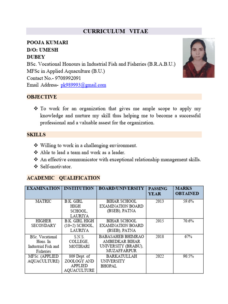 Pooja CV | PDF