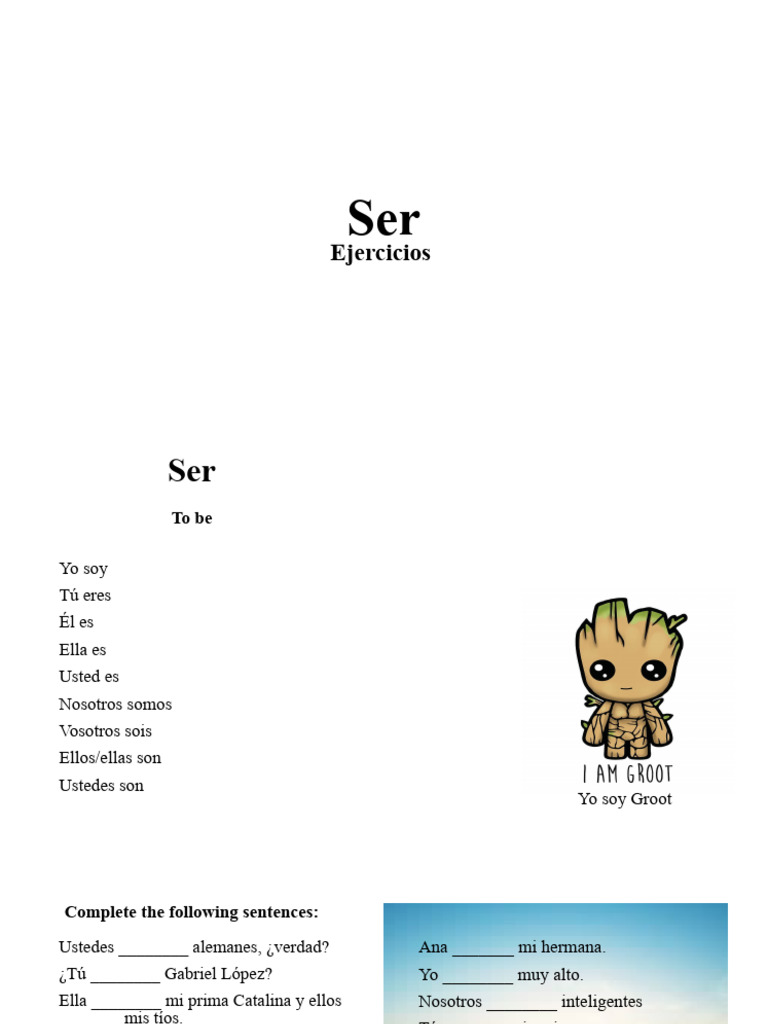 Práctica del Verbo "Ser" en Español | PDF | Crecimiento personal y ...