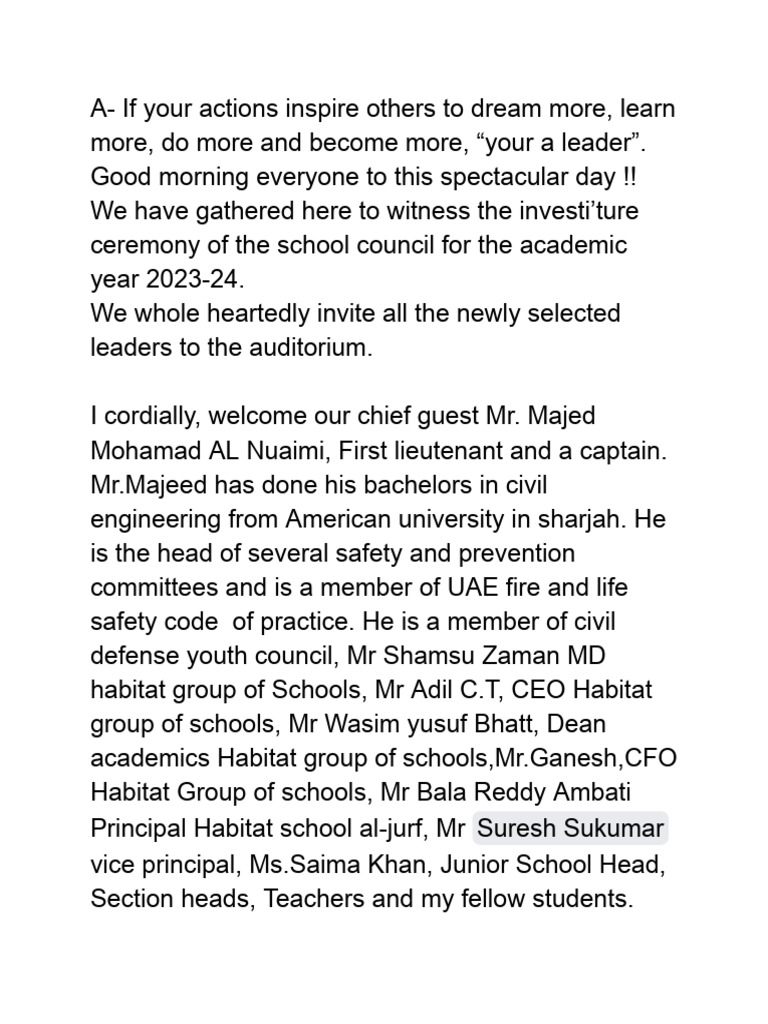 School Leadership Investiture Event | PDF