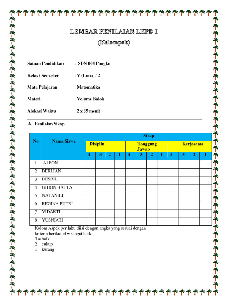Lembar Penilaian LKP | PDF