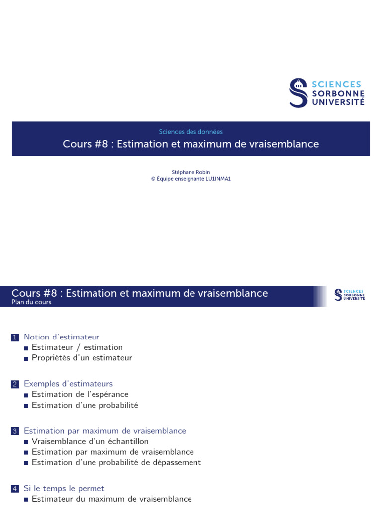 8 - Estimation Et Maximum de Vraisemblance | PDF
