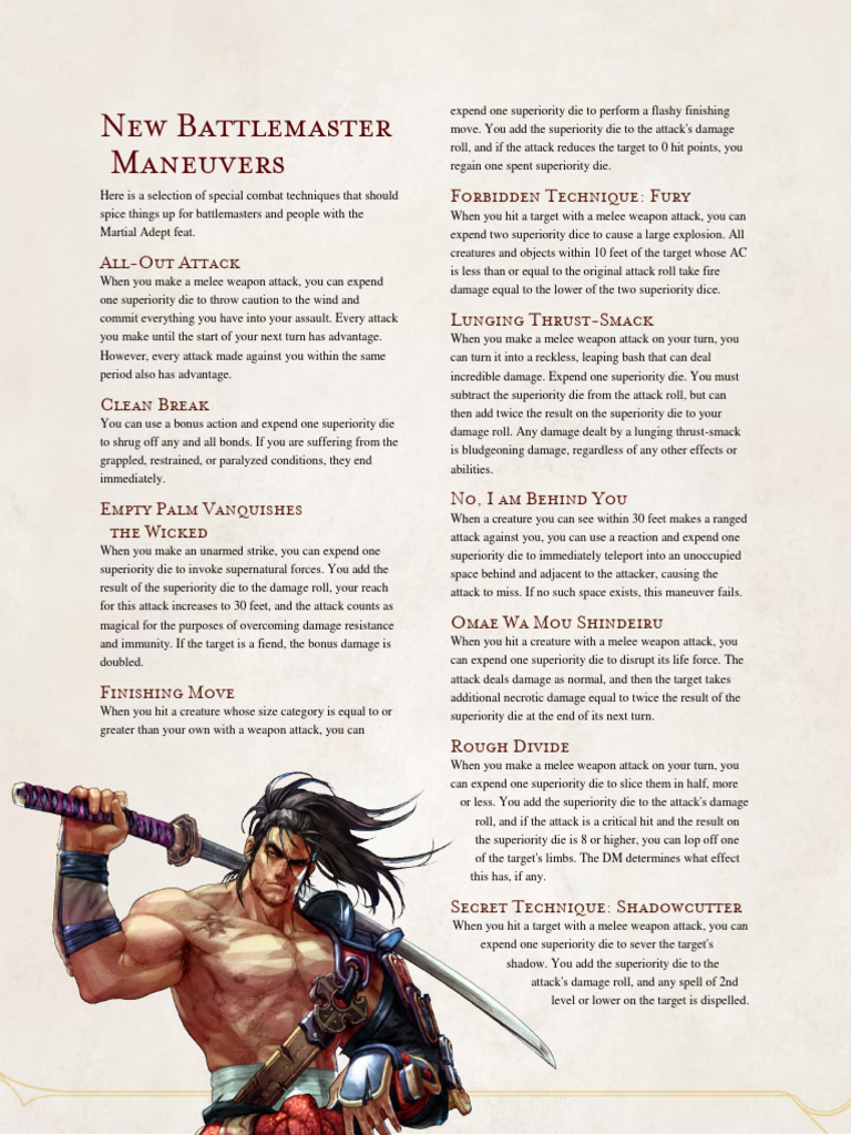 New Battlemaster Maneuvers | PDF