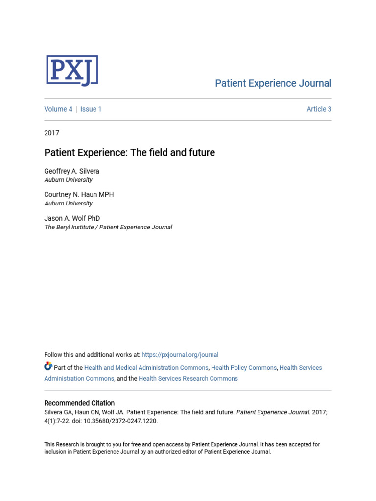Patient Experience - The Field and Future | PDF | Experience | Knowledge