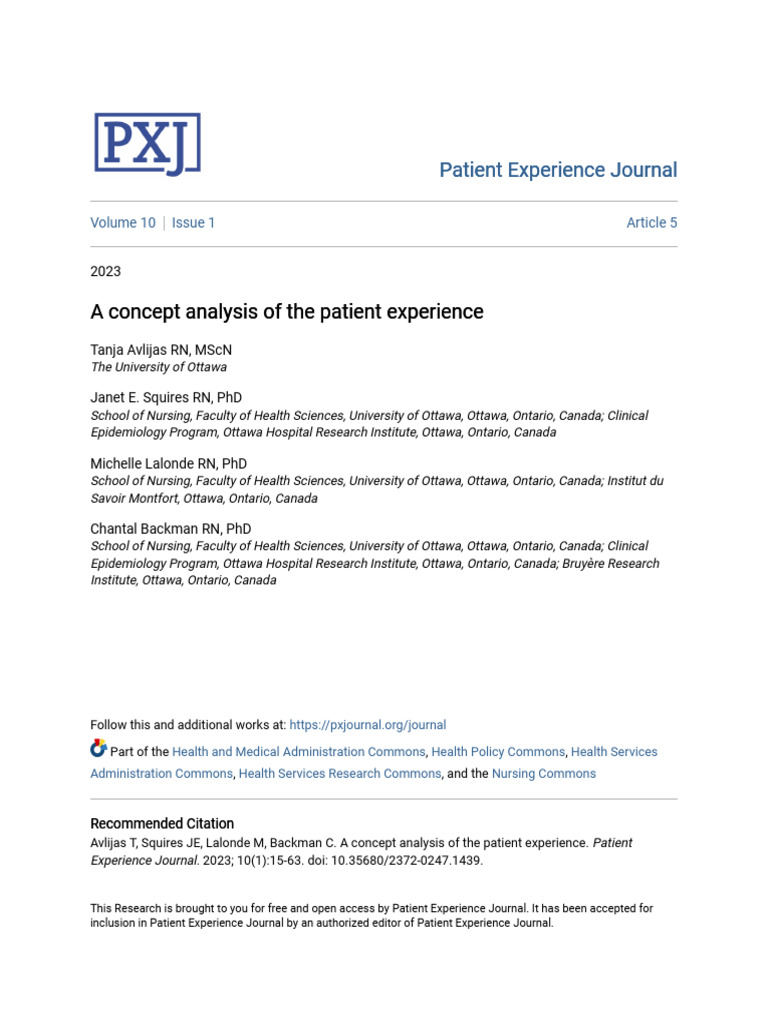 A Concept Analysis of The Patient Experience | PDF | Hospital | Health Care