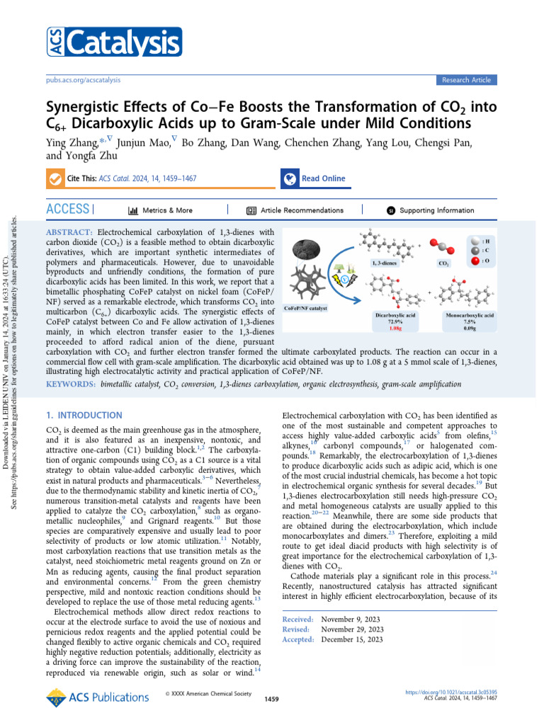 Zhang Et Al 2024 Synergistic Effects of Co Fe Boosts The Transformation ...