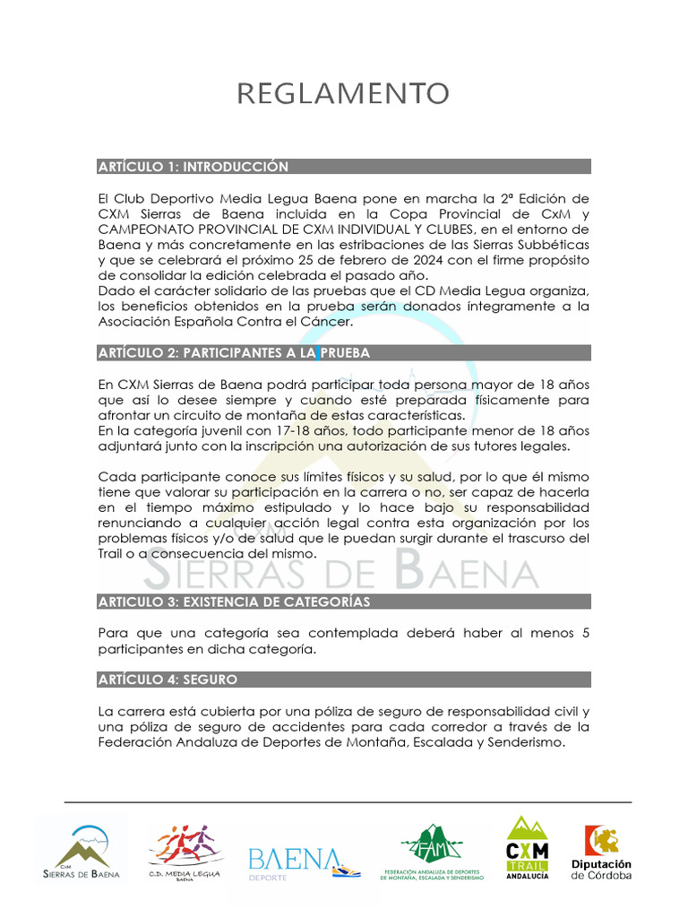 Reglamento II CXM Sierras de Baena | PDF | Ambulancia