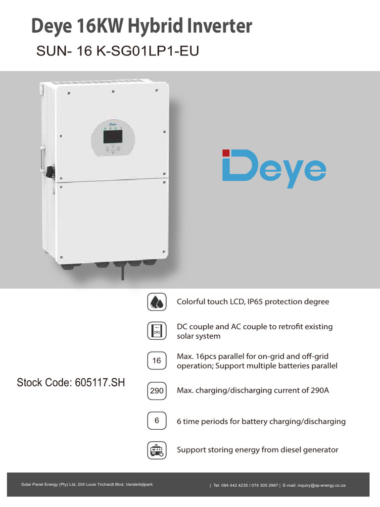 Deye 16KW Hybrid Inverter Manual | PDF | Electricity | Electrical ...