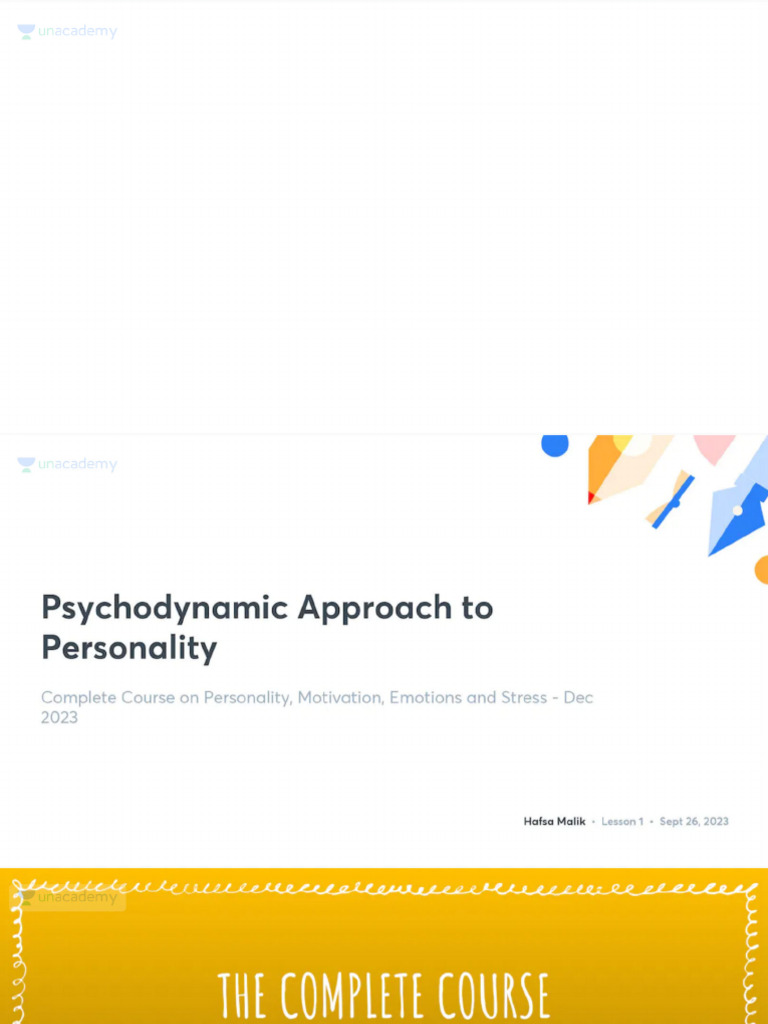 Psychodynamic Approach To Personality With Anno | PDF