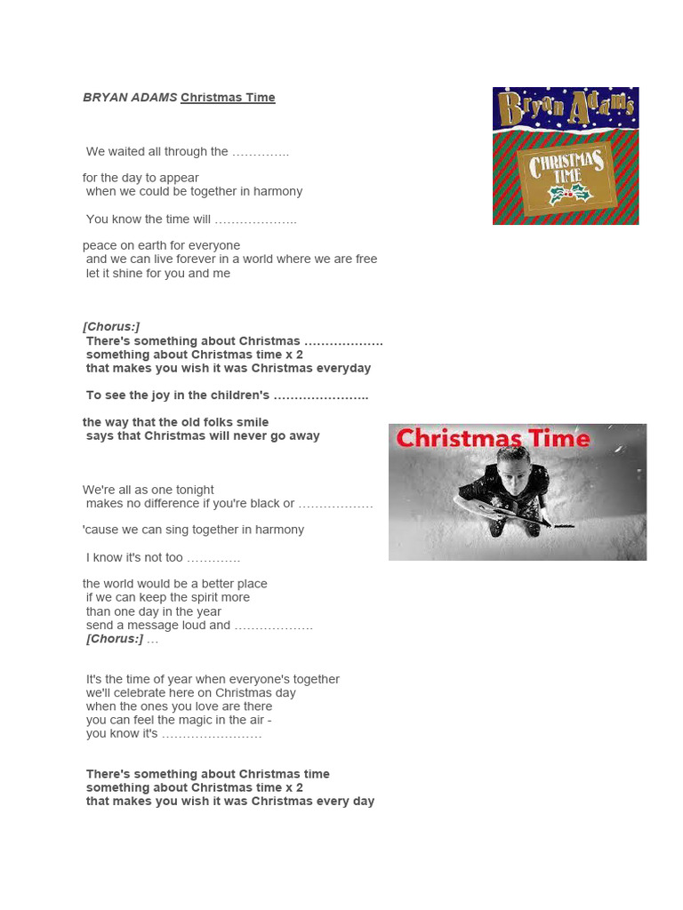 Bryan Adams' Christmas Time Lyrics | PDF