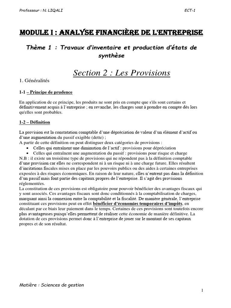 Cours Provision | PDF