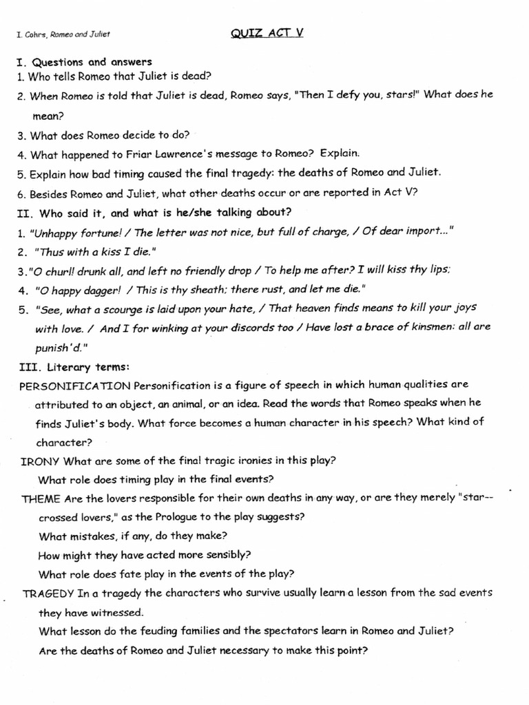 Romeo and Juliet Act 5 | PDF