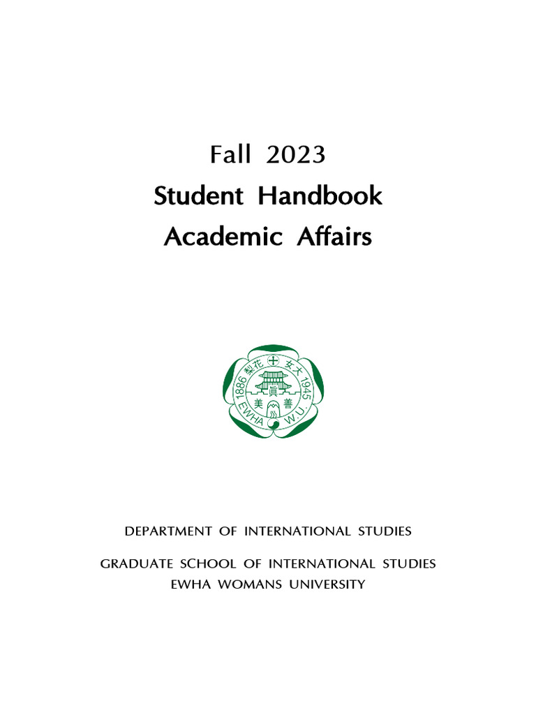 Ewha GSIS Fall 2023 Student Handbook | PDF | Thesis | Doctor Of Philosophy