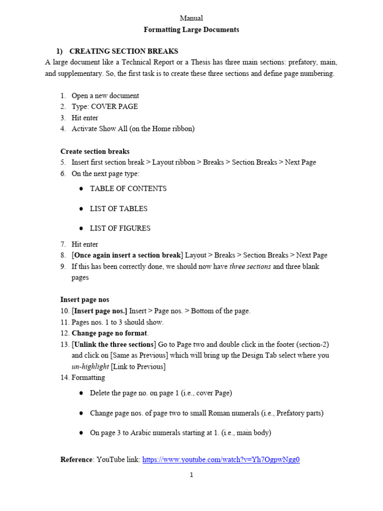 2023 - 11 - 10 - Manual - Formatting Large Docs | PDF | Page Layout | Text