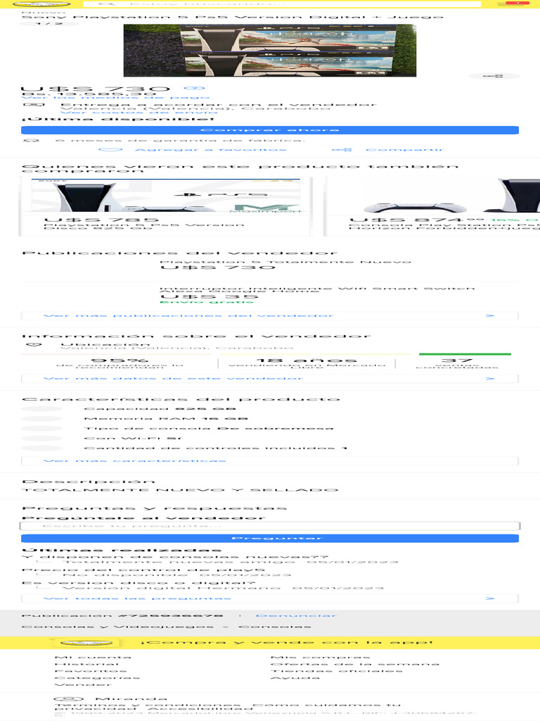 Sony Playstation 5 Ps5 Version Digital + Juego MercadoLibre | PDF