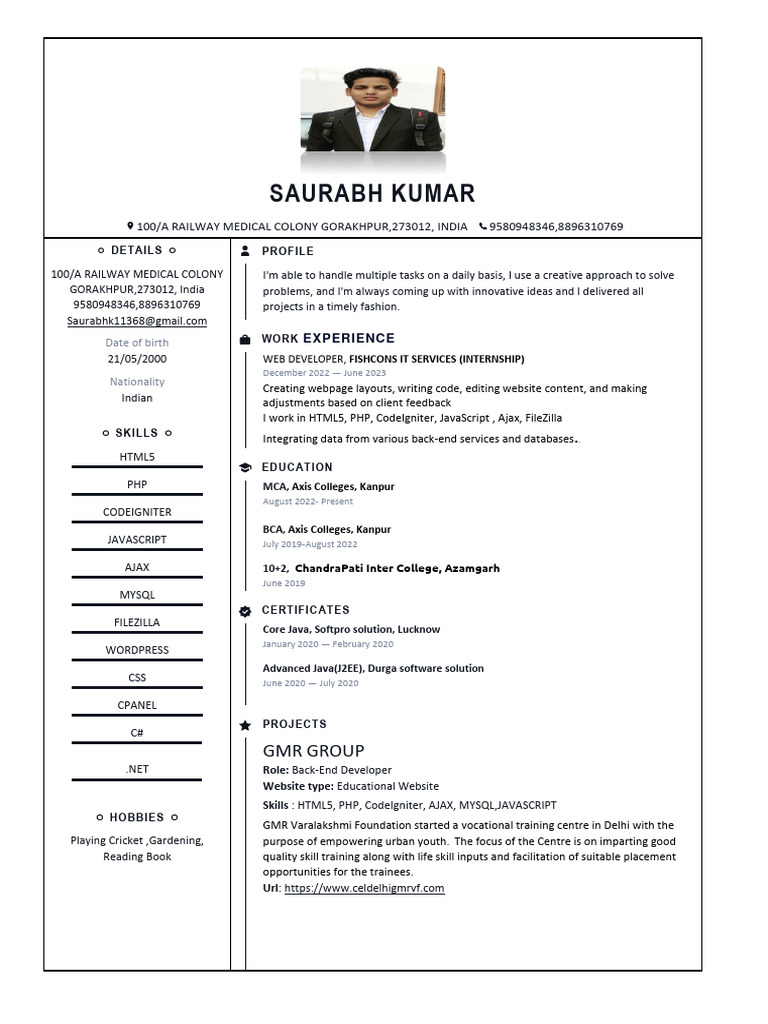Saurabh Resume | PDF | Ajax (Programming) | My Sql Saurabh Resume | PDF | Ajax (Programming) | My Sql