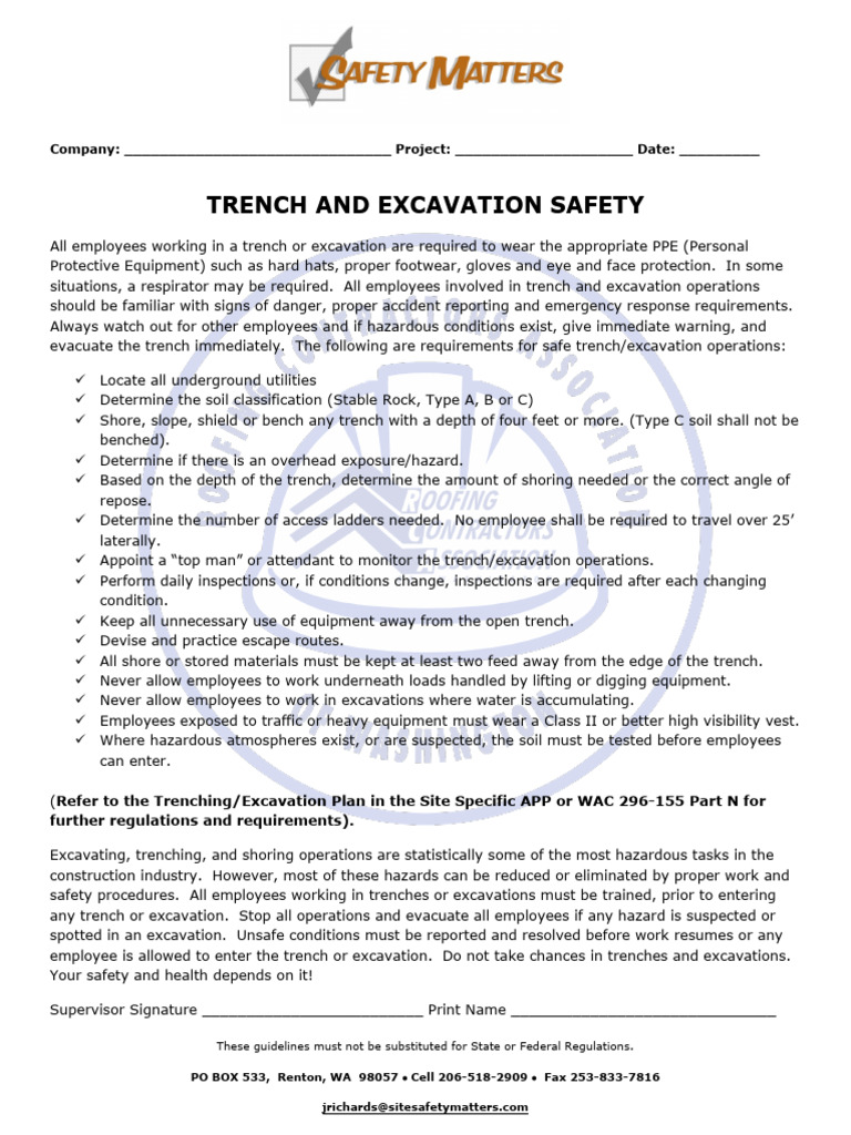 Trench and Excavation Safety | PDF | Personal Protective Equipment | Trench