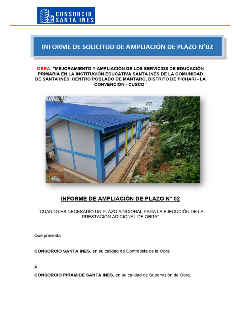 Informe de Ampliacion Plazo N°02 | PDF | Presupuesto | Gobierno local
