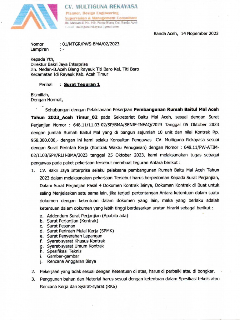 surat teguran 1 | PDF