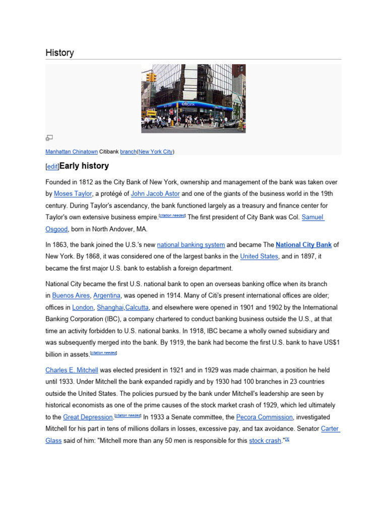 History of City Bank Na With Photo and Logo | PDF | Citibank | Citigroup