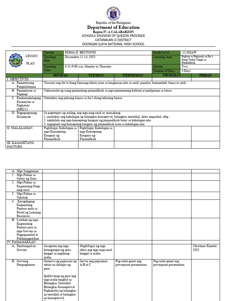 DLL 1. Tagalog Pagbasa Q1 Week 8 | PDF