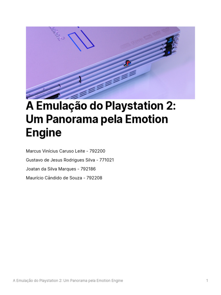 Emotion Engine e o Playstation 2 1 | PDF | Emulador | Armazenamento de ...