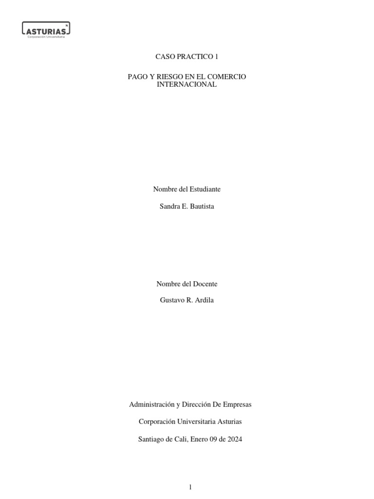 Caso Practico 1 Pago y Riesgo en El Comercio Internacional | PDF