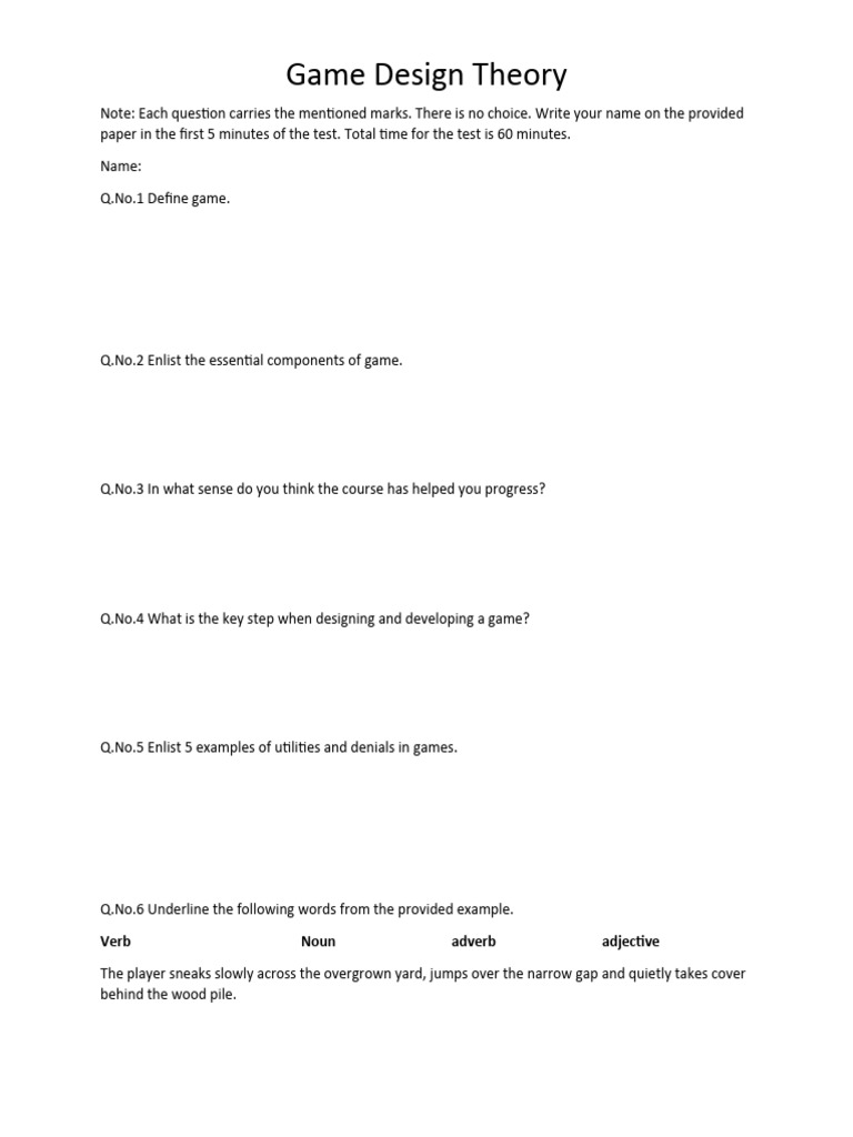 Quiz 101 Game Design | PDF