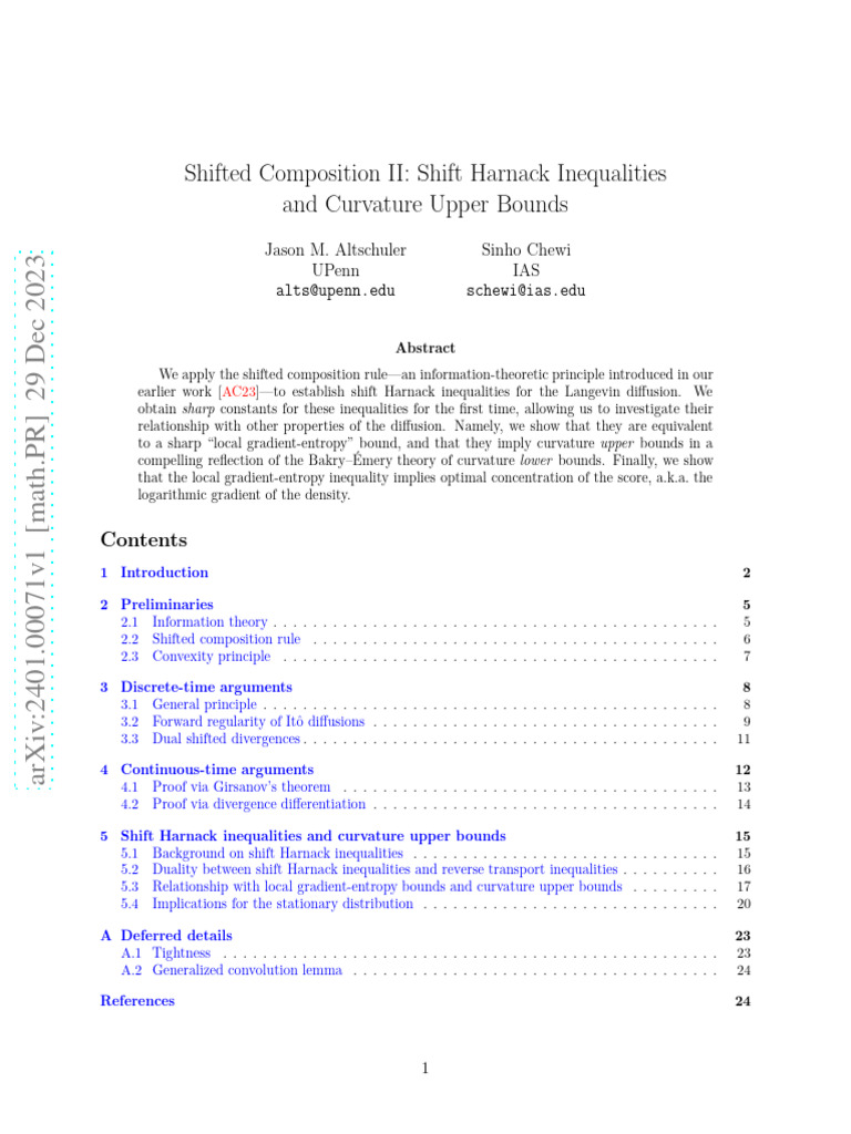 Shifted Composition II: Shift Harnack Inequalities and Curvature Upper Bounds | PDF