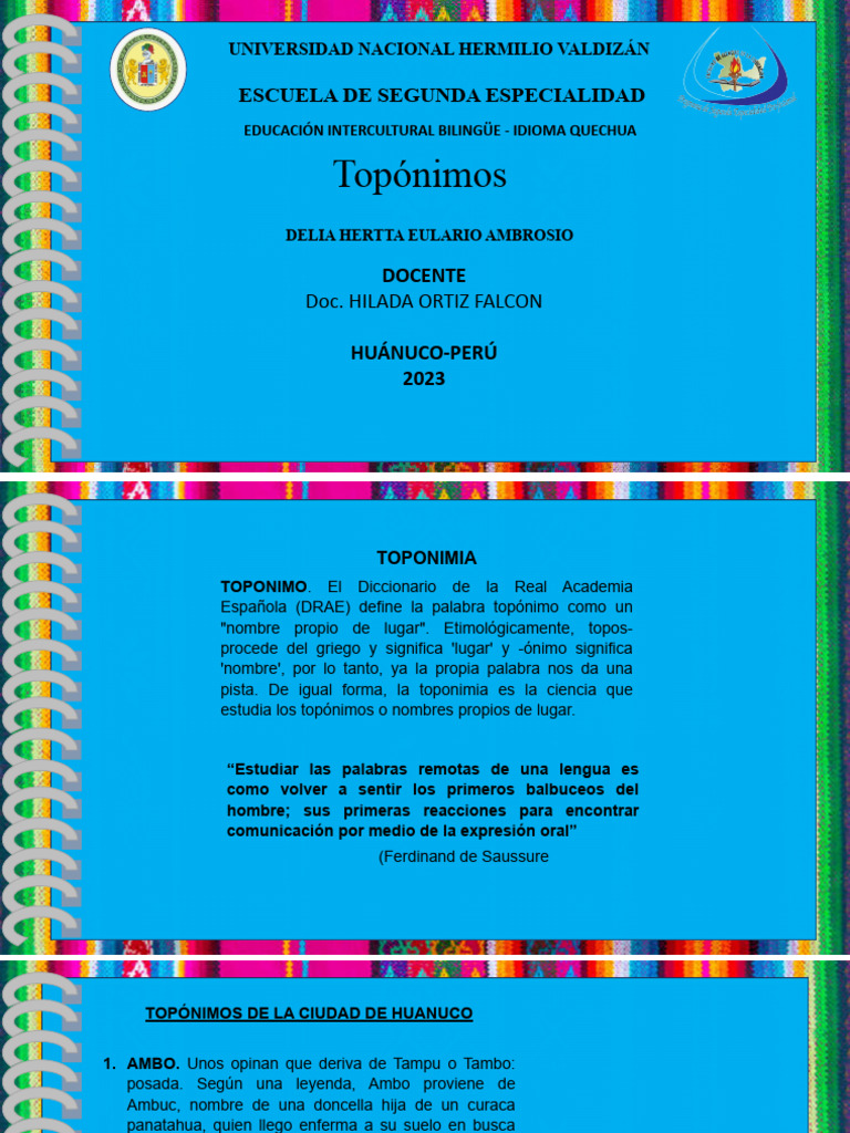 Topónimos de Huánuco: Orígenes y Significados | PDF | Historia | Clásicos