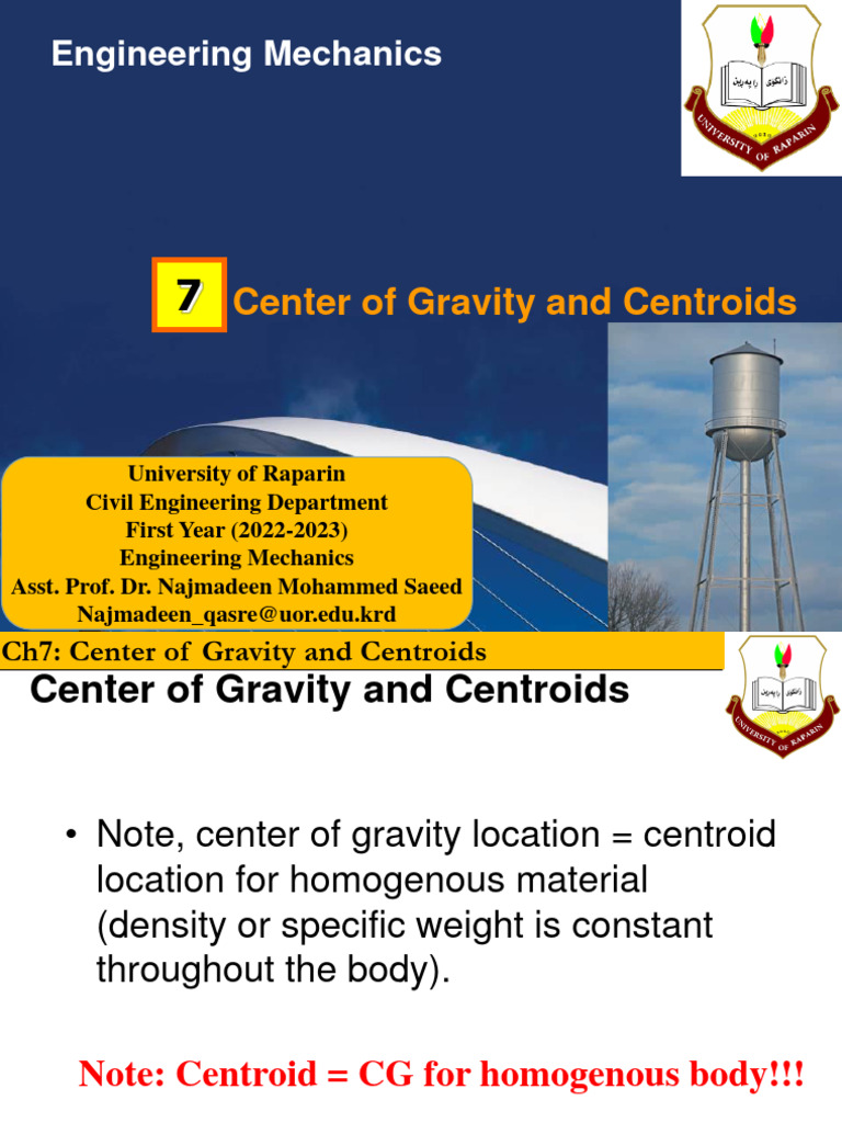 Chapter 7, Center of Gravity and Centroids | PDF