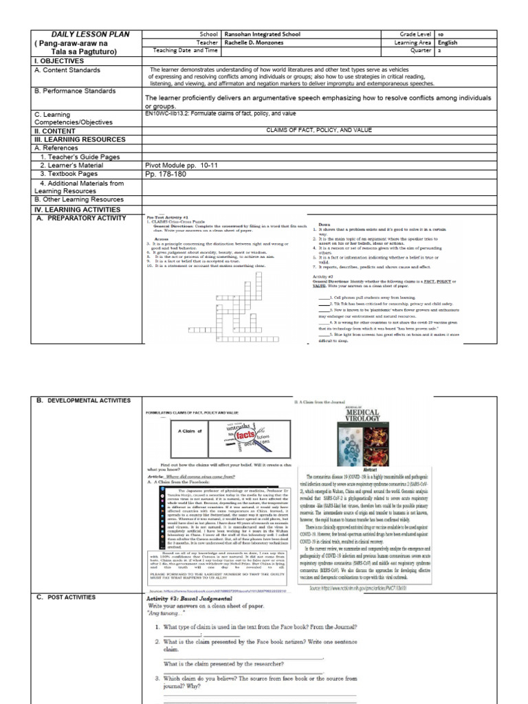 DLP En10 Claims of Fact and Policy | PDF