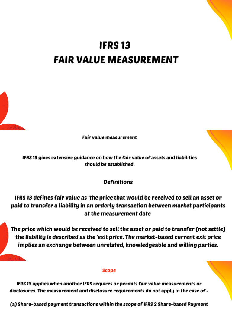 IFRS 13 FAIR VALUE MEASUREMENT Final | PDF | Fair Value | Valuation ...