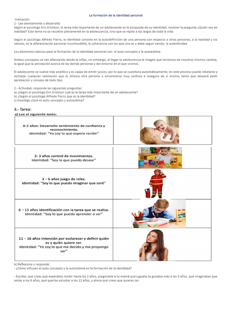 Formación de la Identidad Personal en Adolescentes | PDF