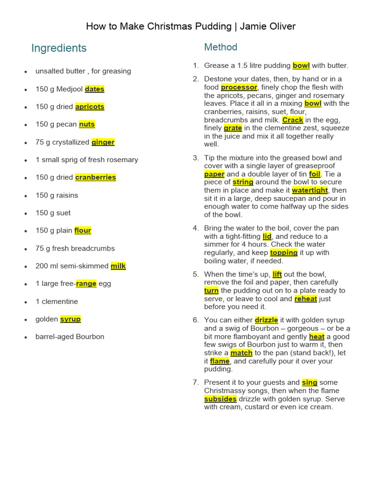 How To Make Christmas Pudding - Jamie Oliver | PDF | Pudding | Food And ...