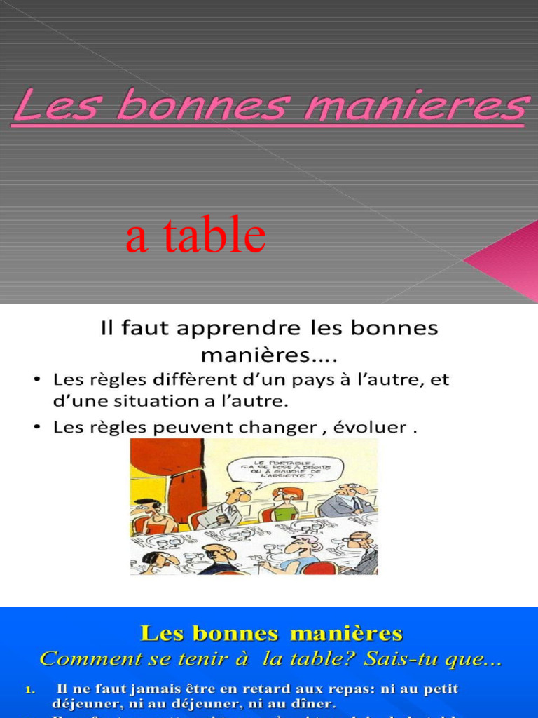 Les Bonnes Manieres A La Table | PDF