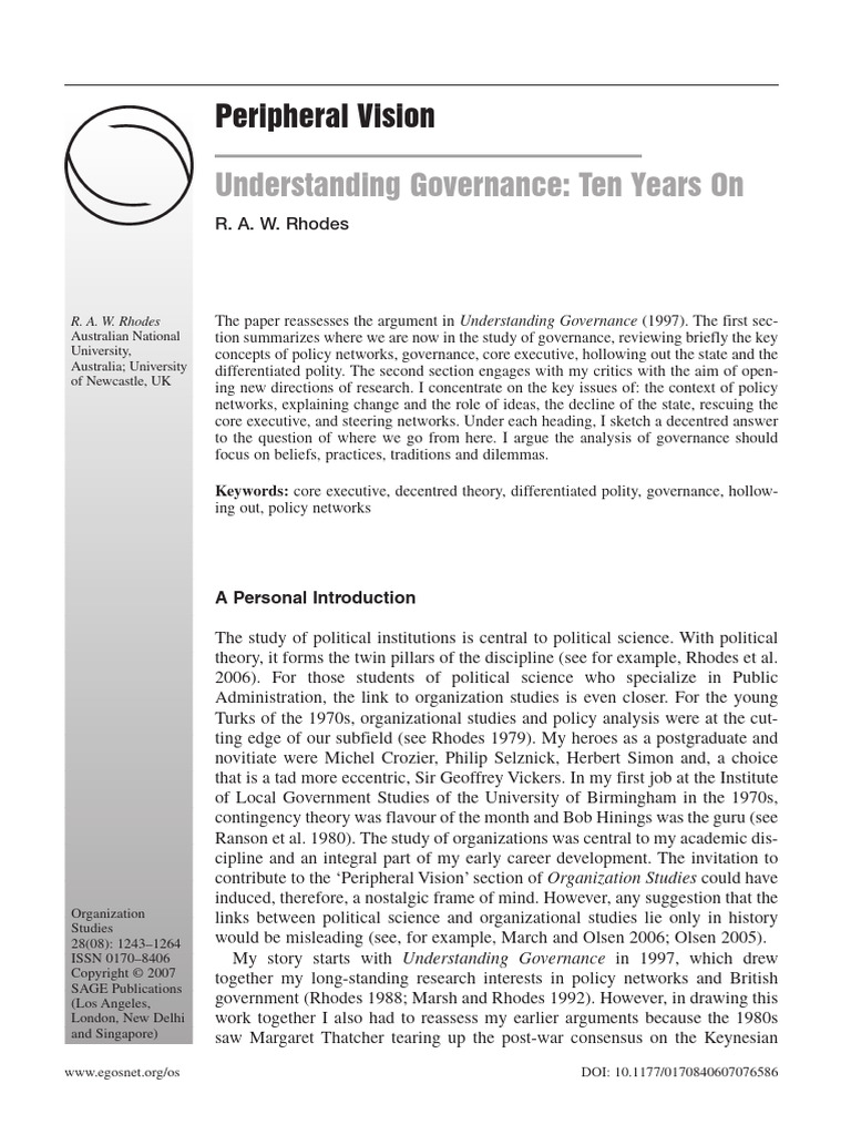 Rhodes - Governance 10 Yeary On | PDF | Governance | Traditions