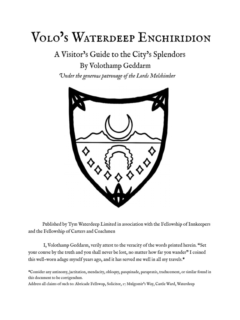 Volo's Waterdeep Enchiridion | PDF | Currency | Taxes