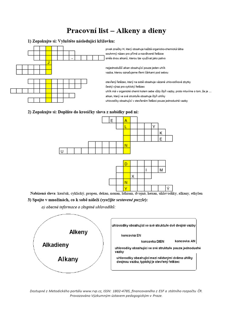 Pracovní List Alkeny | PDF