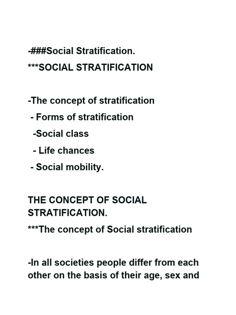 Social Stratification Zimsec Notes | PDF | Social Stratification ...