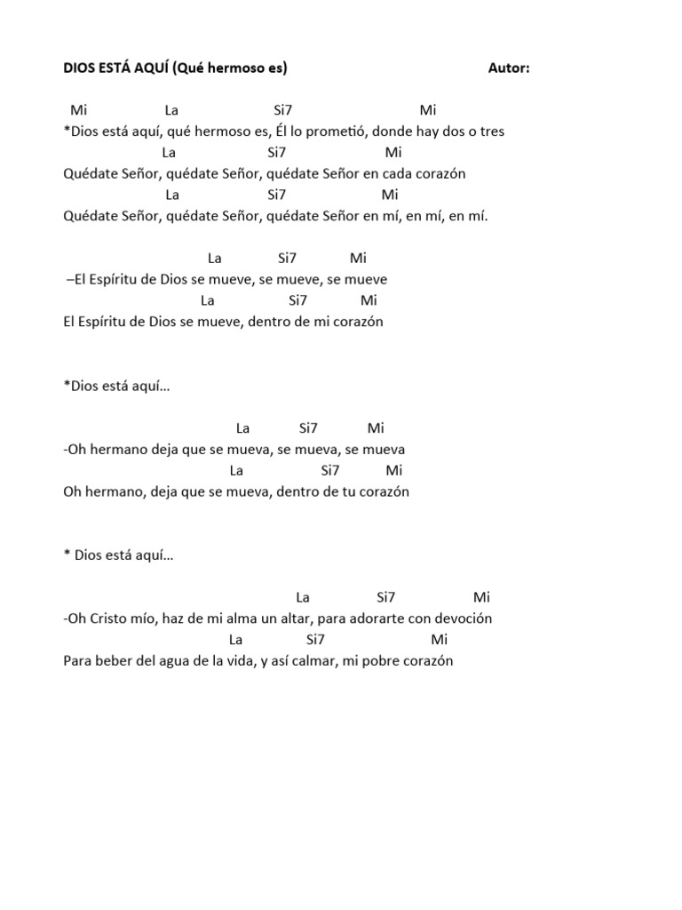Dios Está Aquí Qué Hermoso Es | PDF