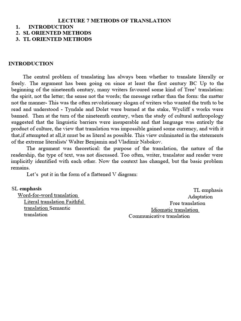 LECTURE 7 METHODS OF TRANSLATION | PDF