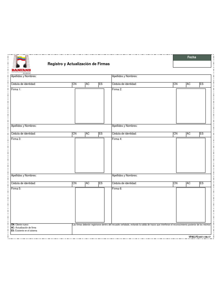37FO Registro de Firmas (ANVERSO) | PDF | Derecho