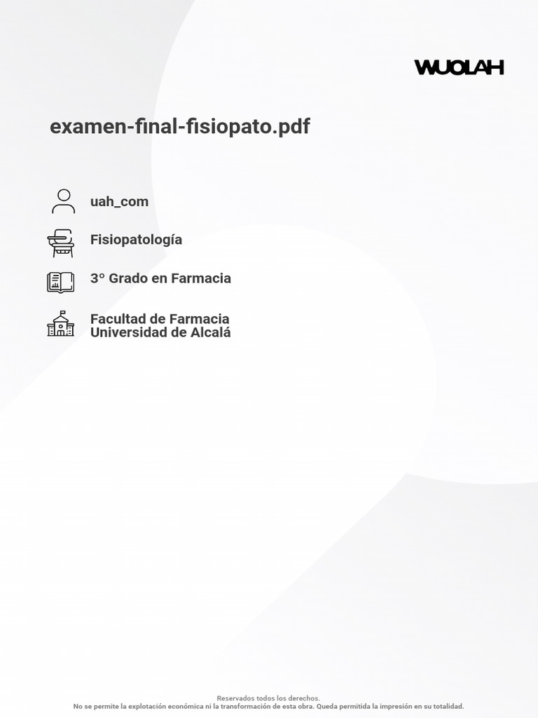 Wuolah Free Examen Final Fisiopato | PDF Wuolah Free Examen Final Fisiopato | PDF