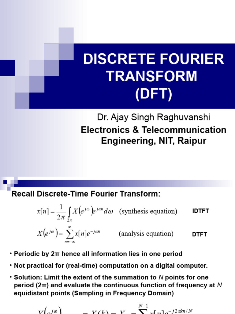 DISCRETE FOURIER TRANSFORM | PDF DISCRETE FOURIER TRANSFORM | PDF