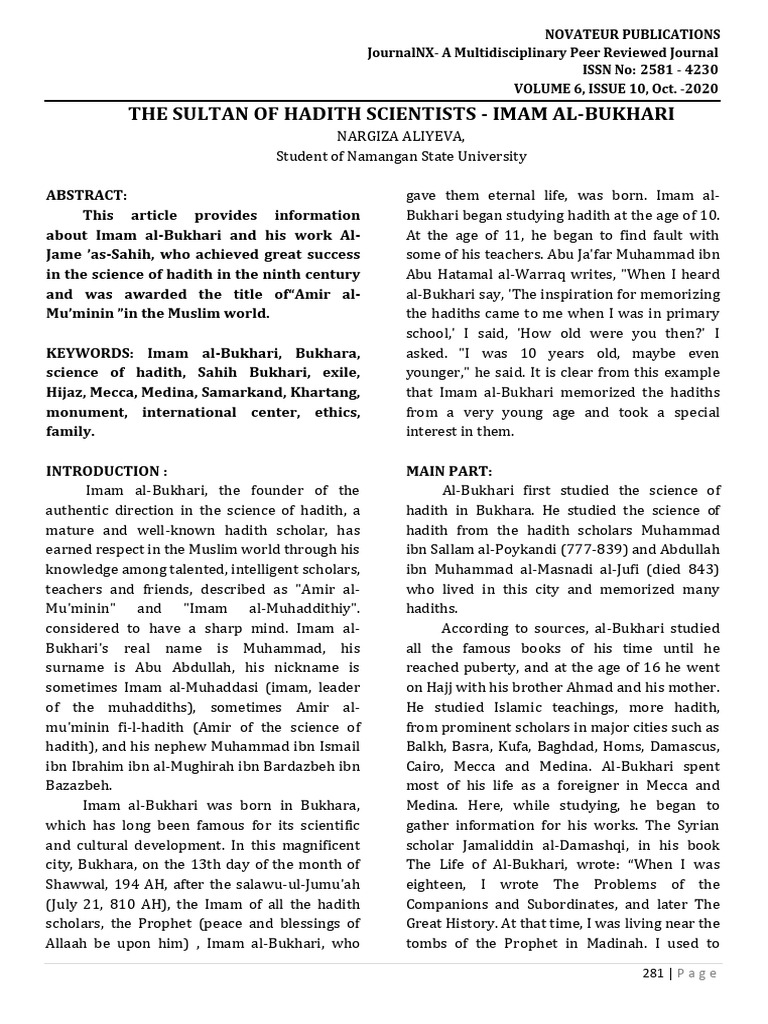Imam Bukhori PDF Hadith Abrahamic Religions