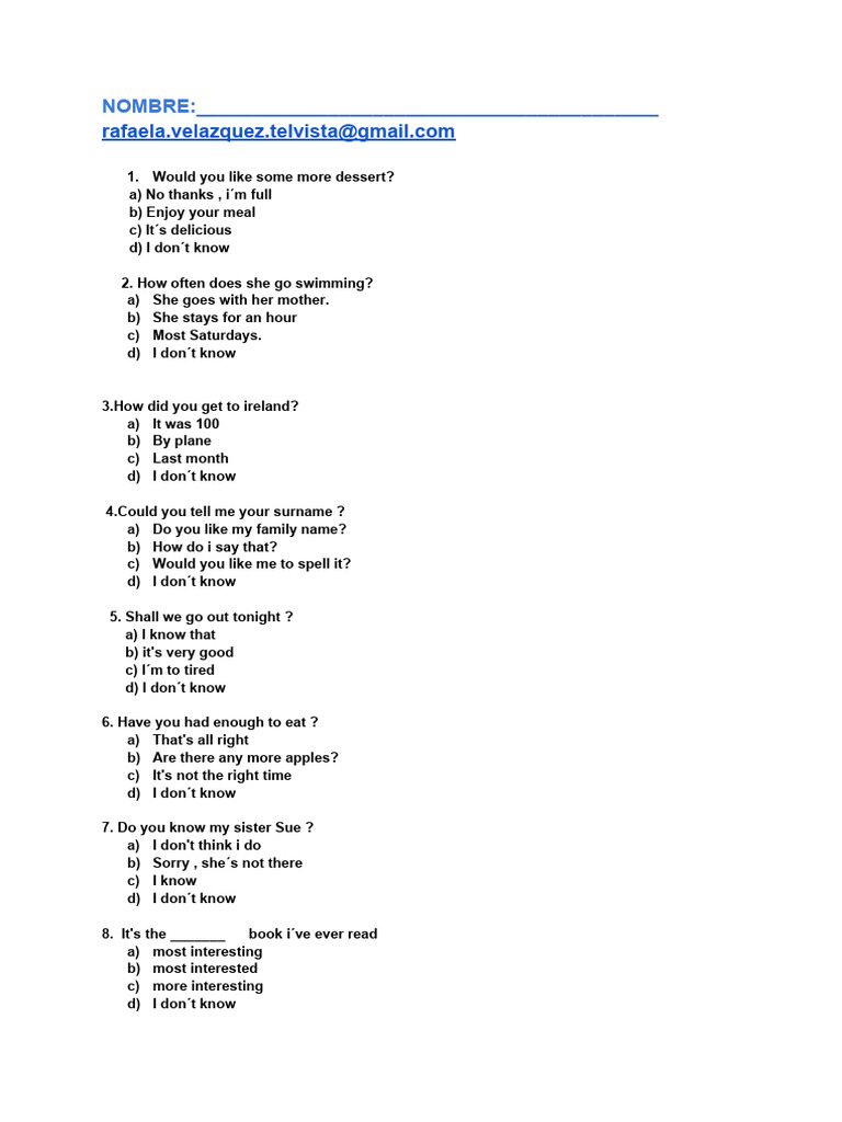 Test Ingles (1) 2023 | PDF