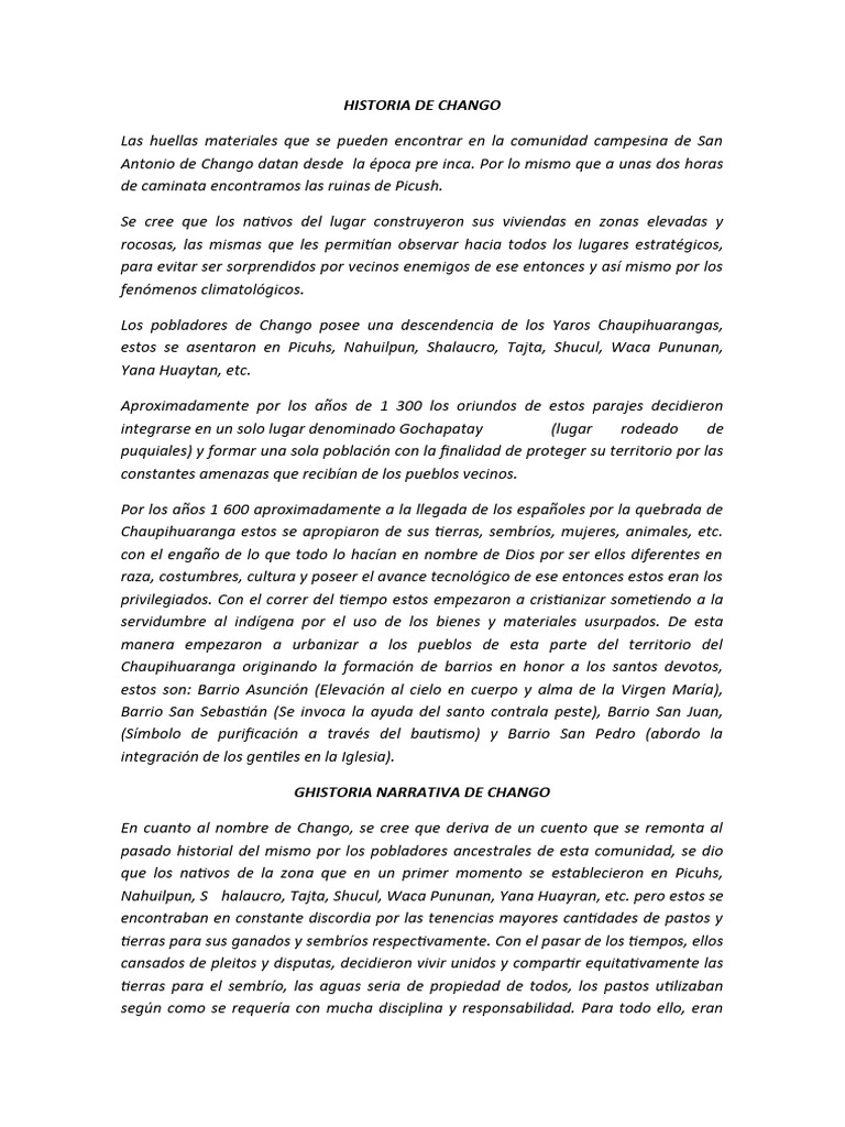 Historia de Chango | PDF | Maíz | Agricultura