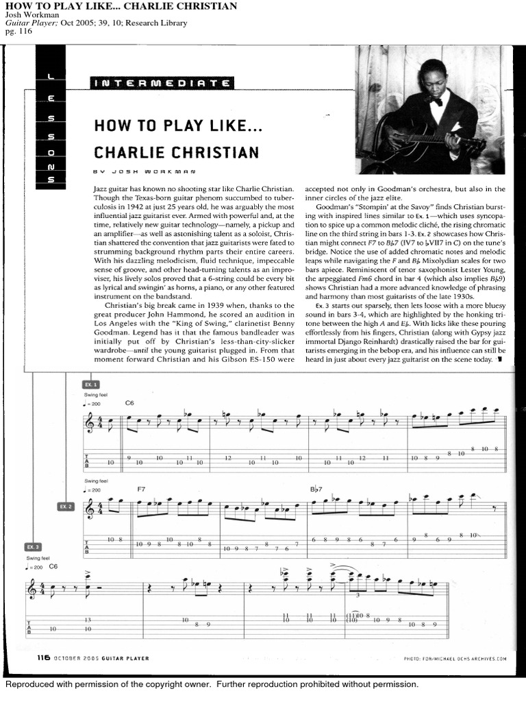 Josh Workman - How To Play Like Charlie Christian | PDF