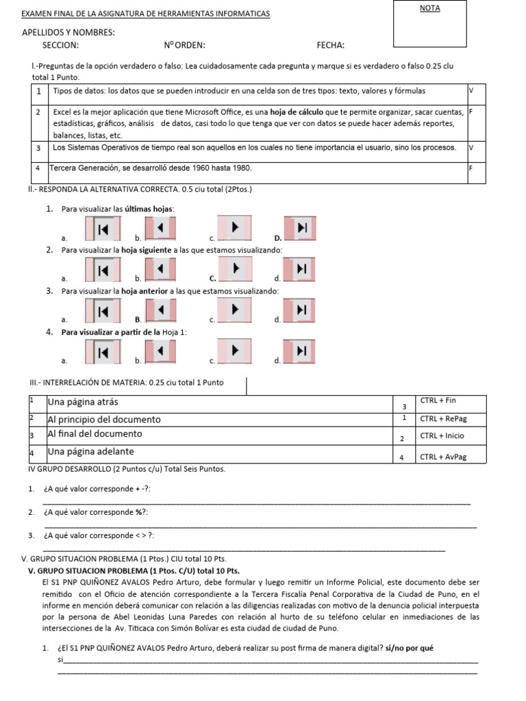 Examen FINAL Herramientas | PDF | Microsoft Excel | Software Examen FINAL Herramientas | PDF | Microsoft Excel | Software